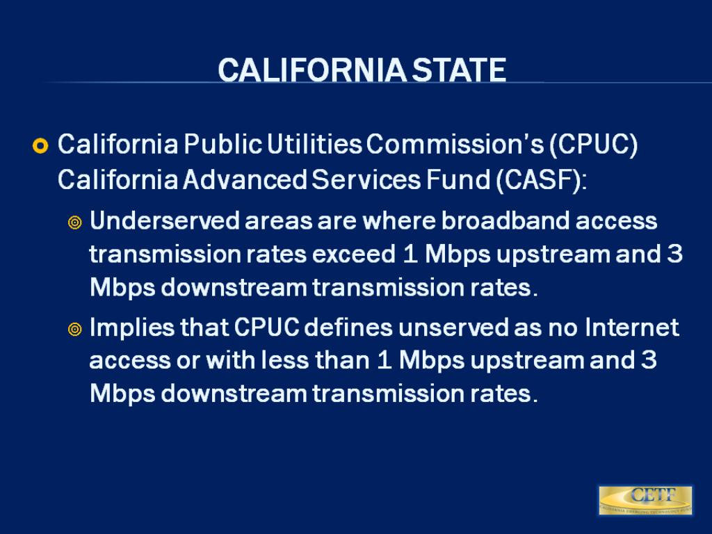 Broadband Definitions - California Emerging Technology Fund