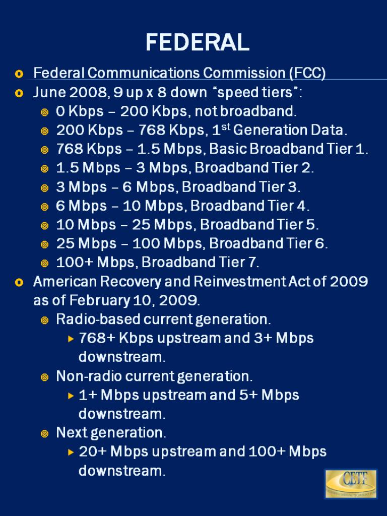 Broadband Definitions - California Emerging Technology Fund